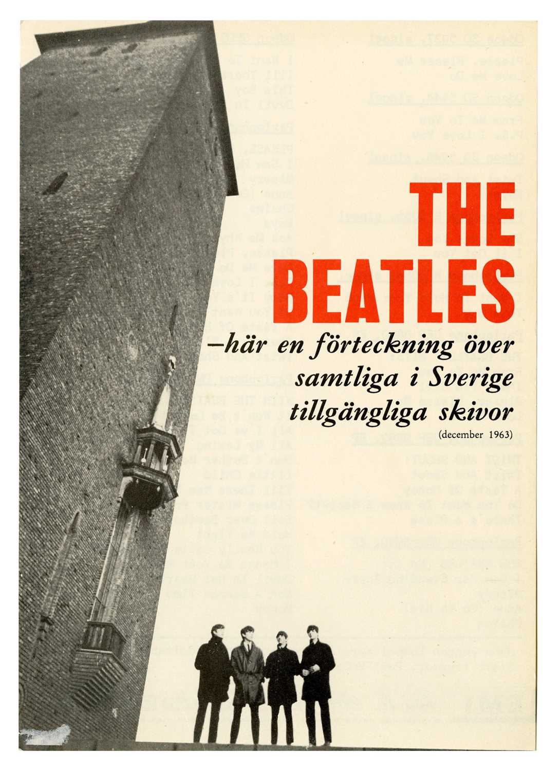Lot 187 - The Beatles 1964 Promotional Flyer (Sweden)