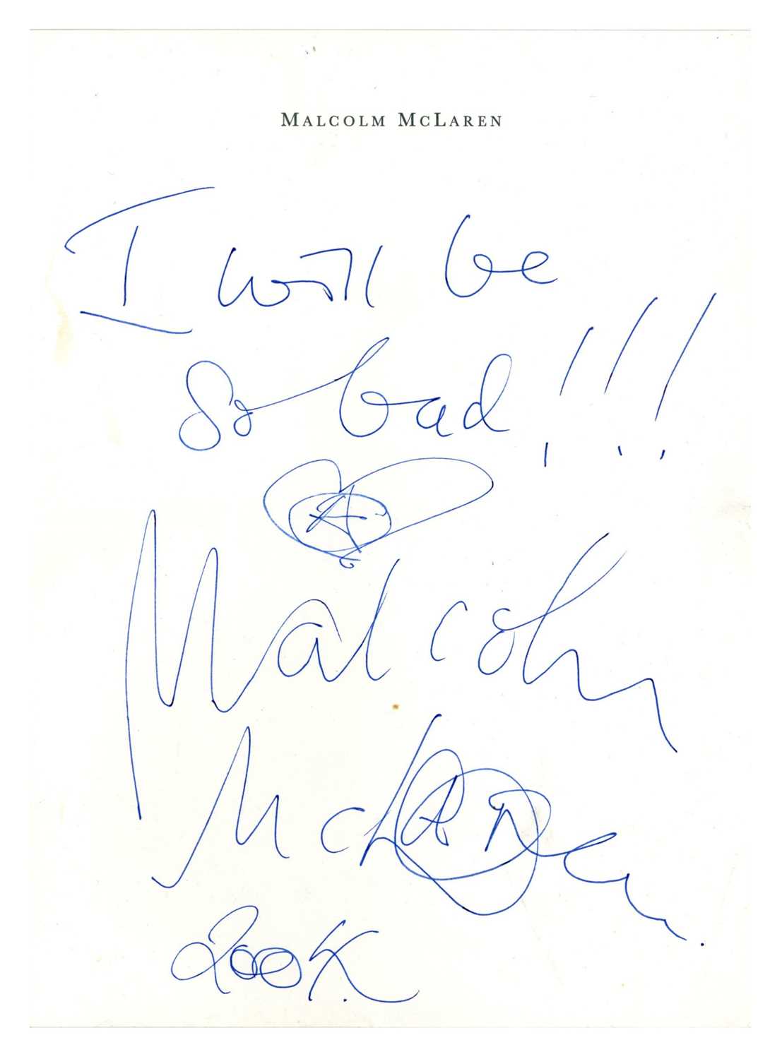 Lot 324 - Malcolm McLaren 2004 Signature (UK)
