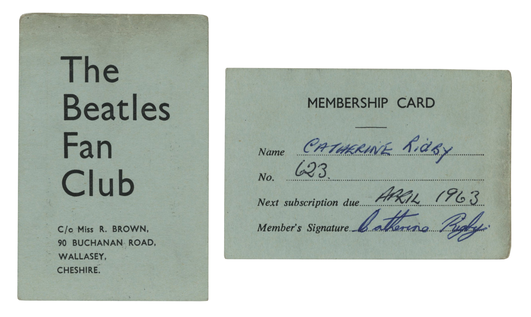 Lot 71 - The Beatles Fan Club Membership Cards And