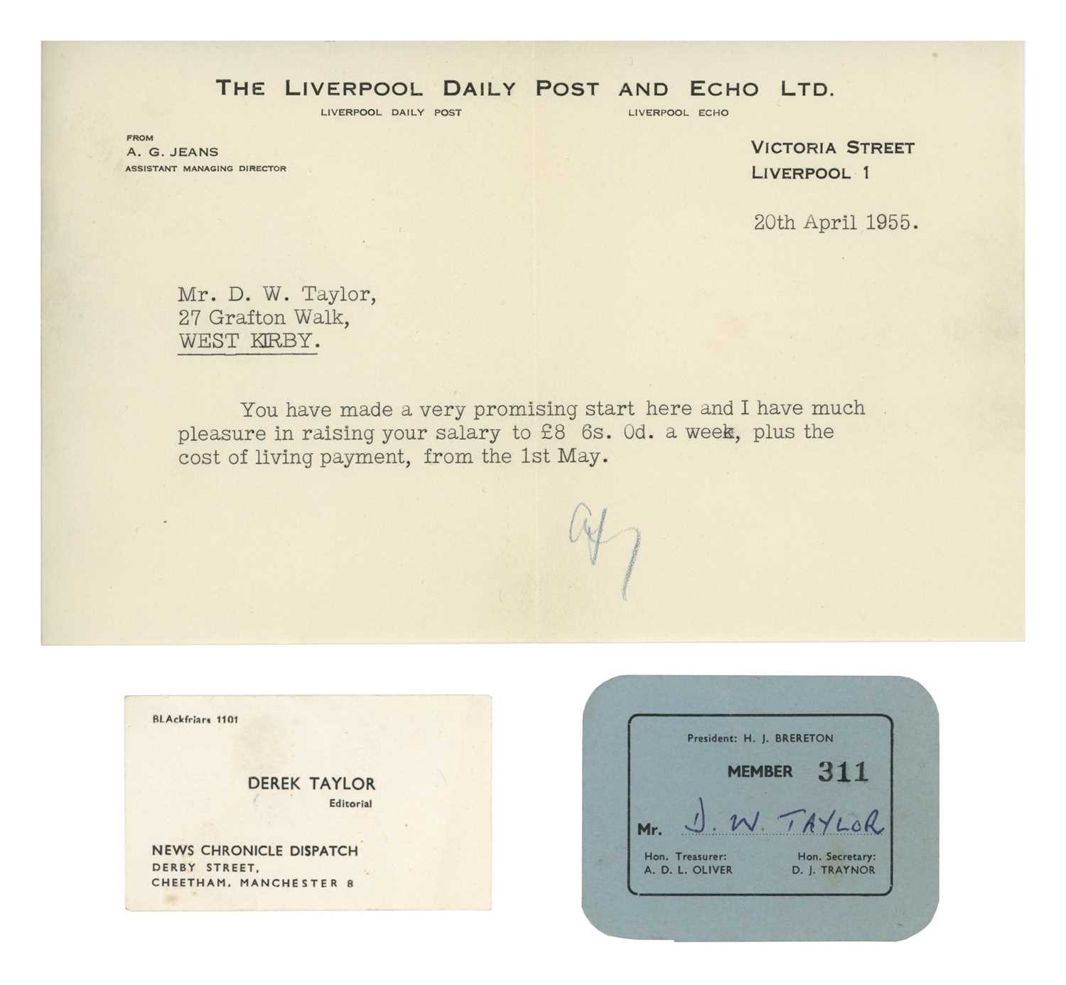 Lot 333 - Derek Taylor Collection Of Journalist